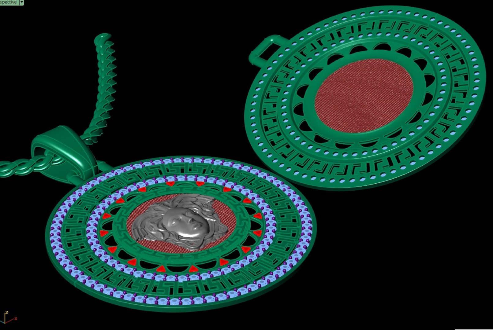 Medusa Pendant With Greek Pattern 3D Model - TurboSquid 1748601