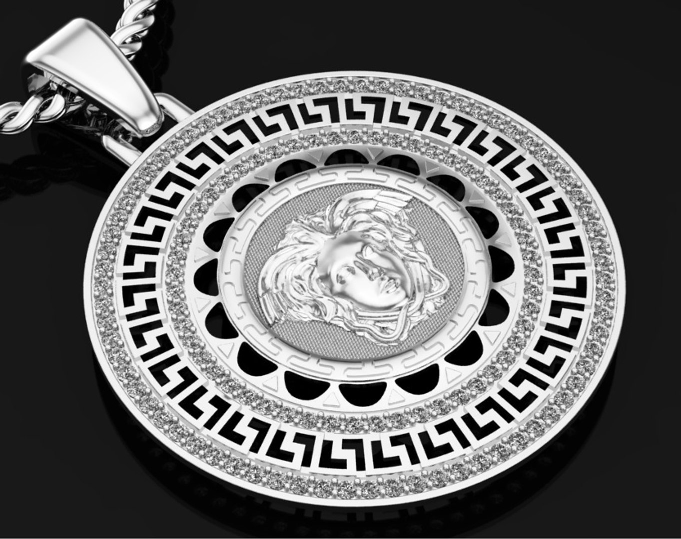 Medusa Pendant With Greek Pattern 3D Model - TurboSquid 1748601