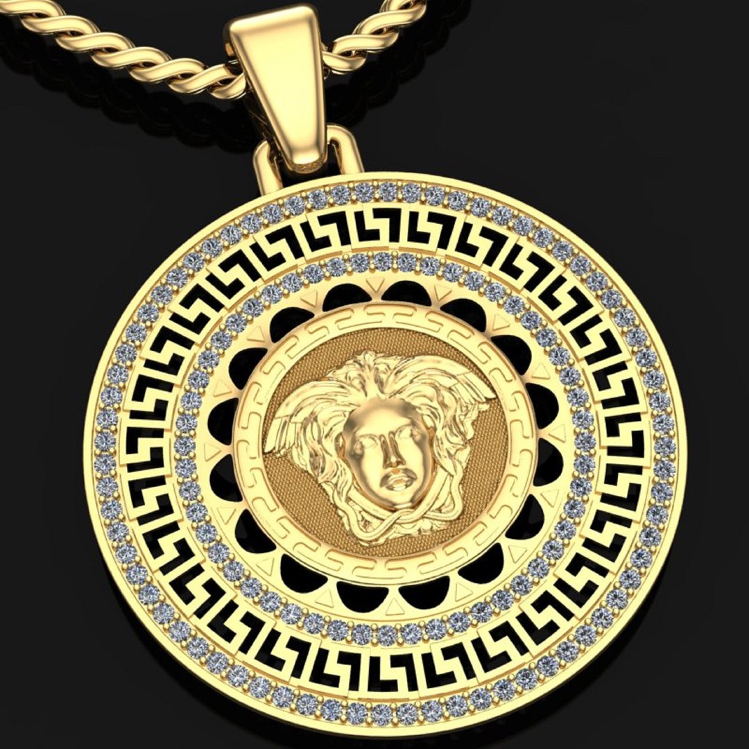 Medusa Pendant With Greek Pattern 3D Model - TurboSquid 1748601
