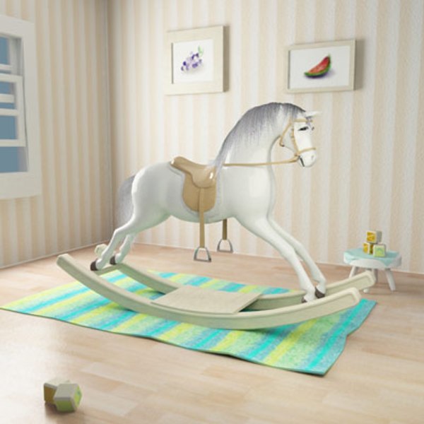 3d rocking horse scene