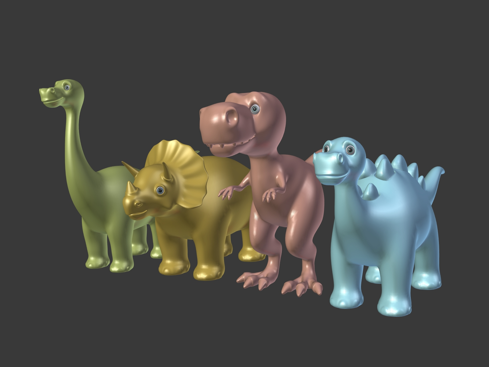 3D модель Коллекция игрушечных динозавров Trex - Tricratops - Стегозавр ...