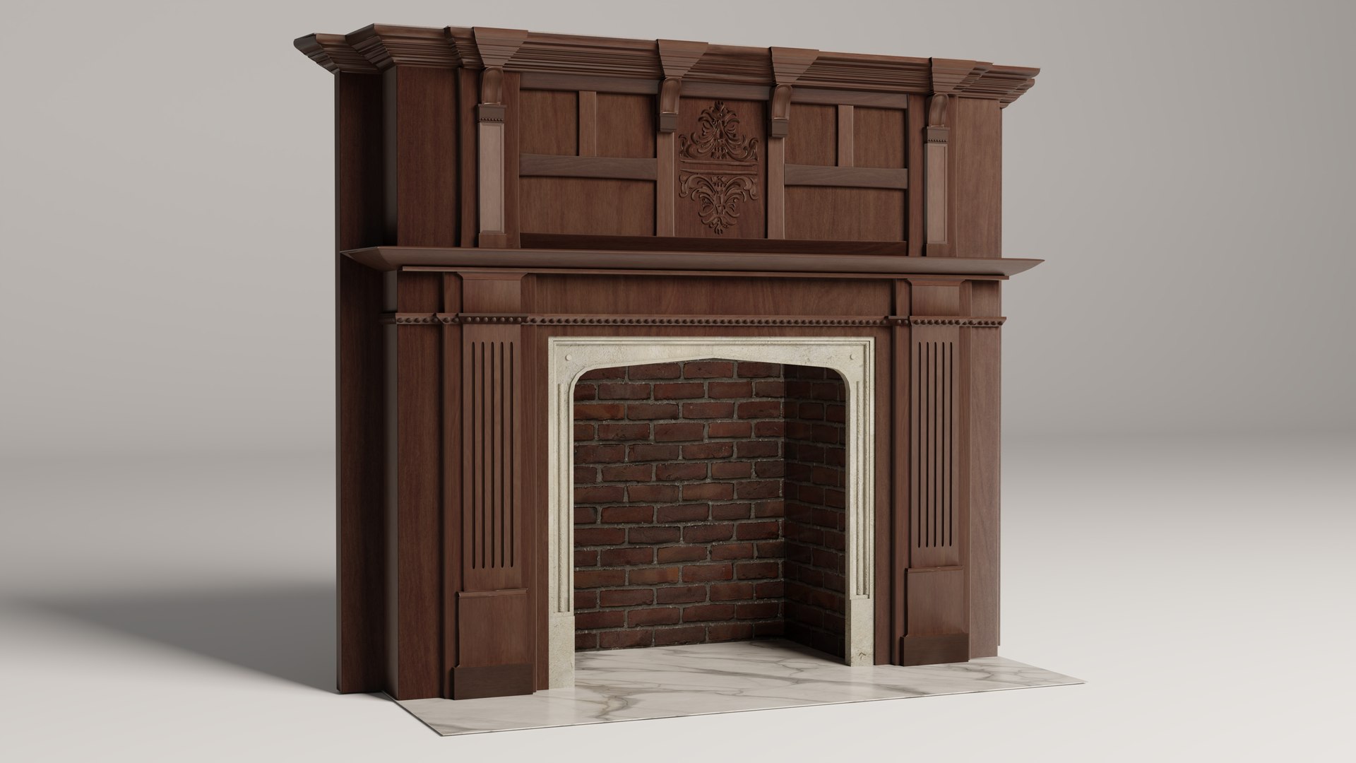 3D Model Detailed Fireplace Mantle - TurboSquid 2294312