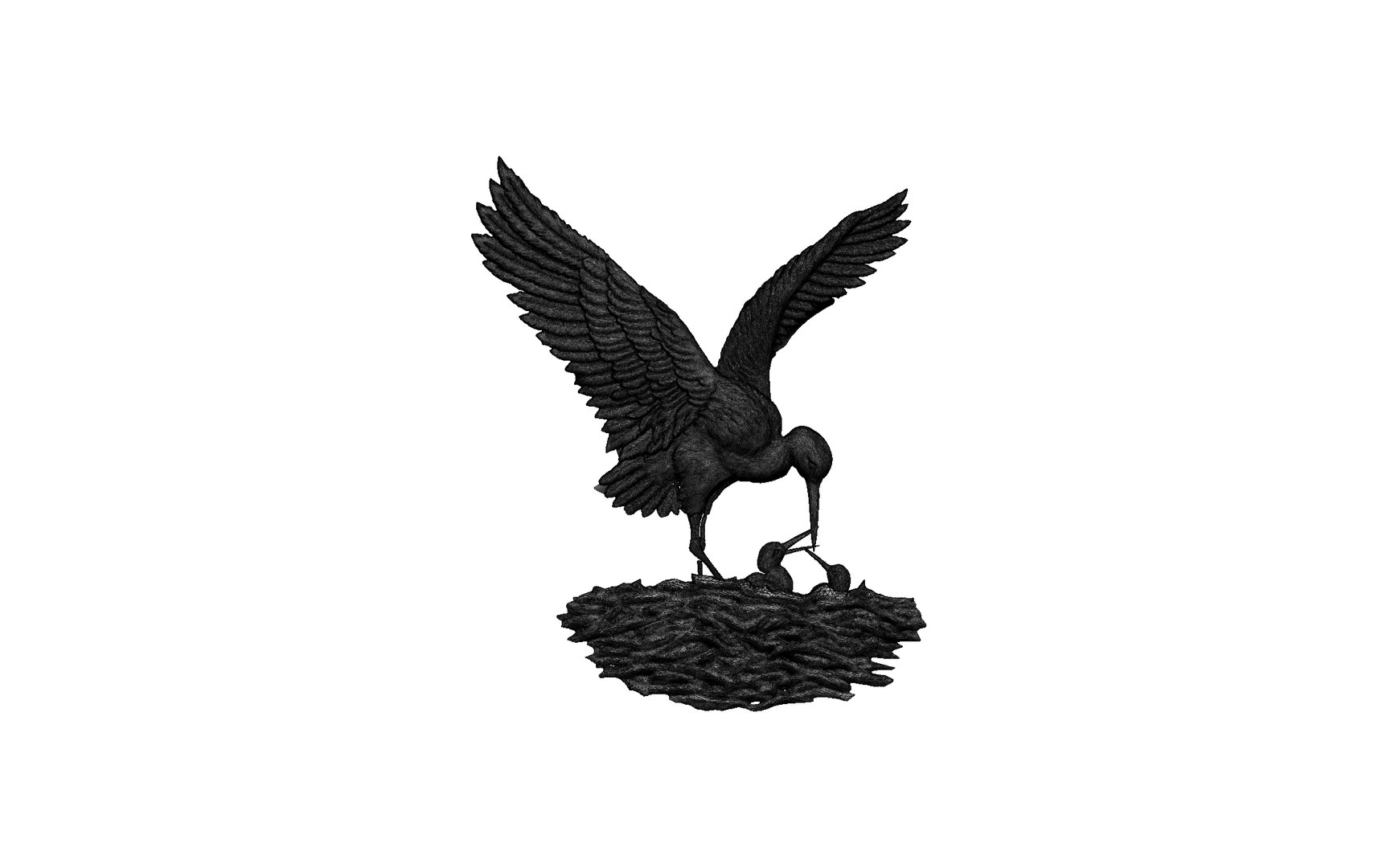 3D Heron Stork Relief Model - TurboSquid 2252447