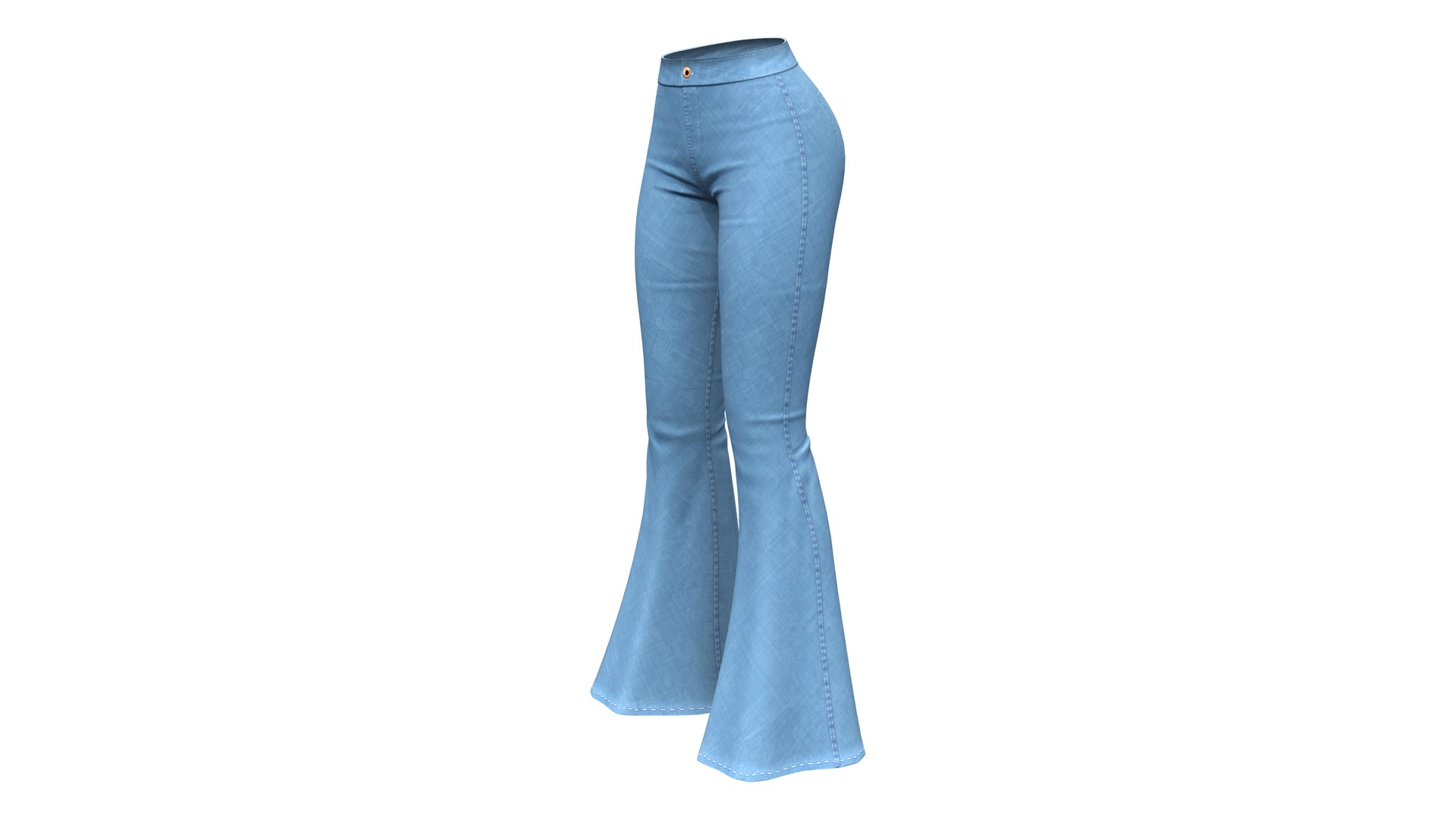3D Ladies Flare Bell Bottom Jeans Pants Model - TurboSquid 1960018