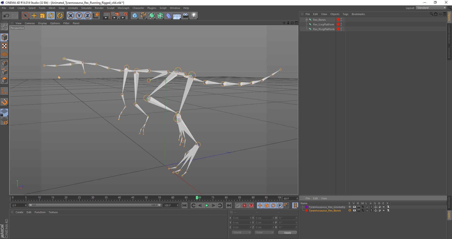 3D Tyrannosaurus Rex Running Dinosaur Animal Model - TurboSquid 1566261