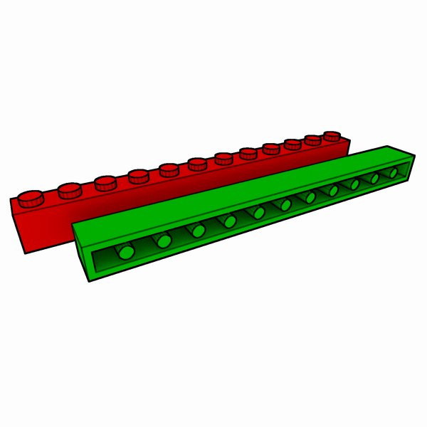 piece lego brick 1x12 3ds