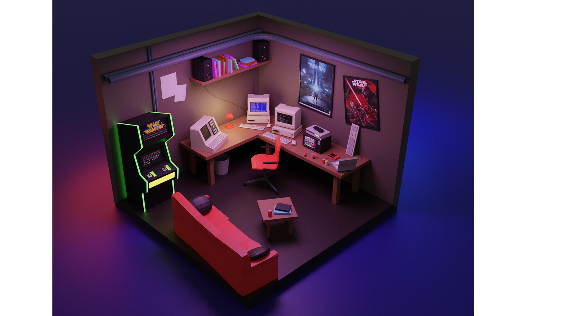 3D Isometric Hacker Room Model - TurboSquid 1665525