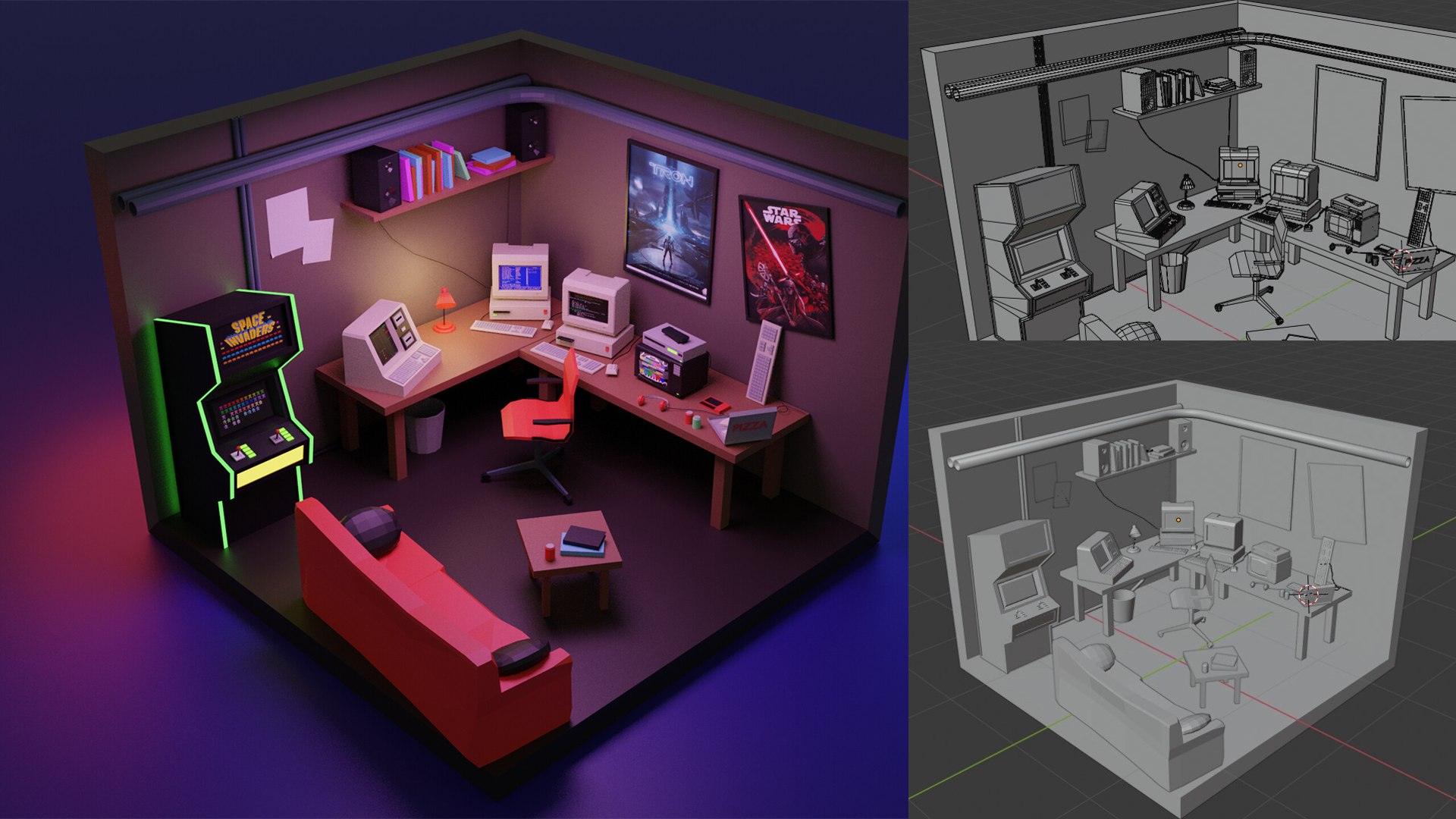 3D Isometric Hacker Room Model - TurboSquid 1665525