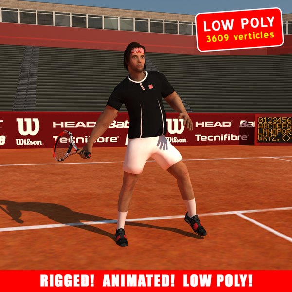 3d rigged tennis player model