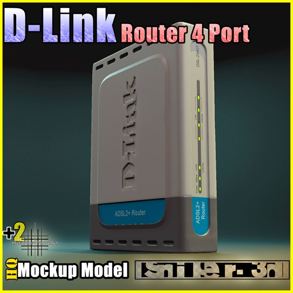 modelo 3d D-Link Router 4 puertos - TurboSquid 542503