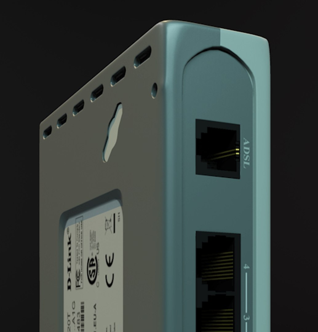 D-link Router 4 Port 3d Model