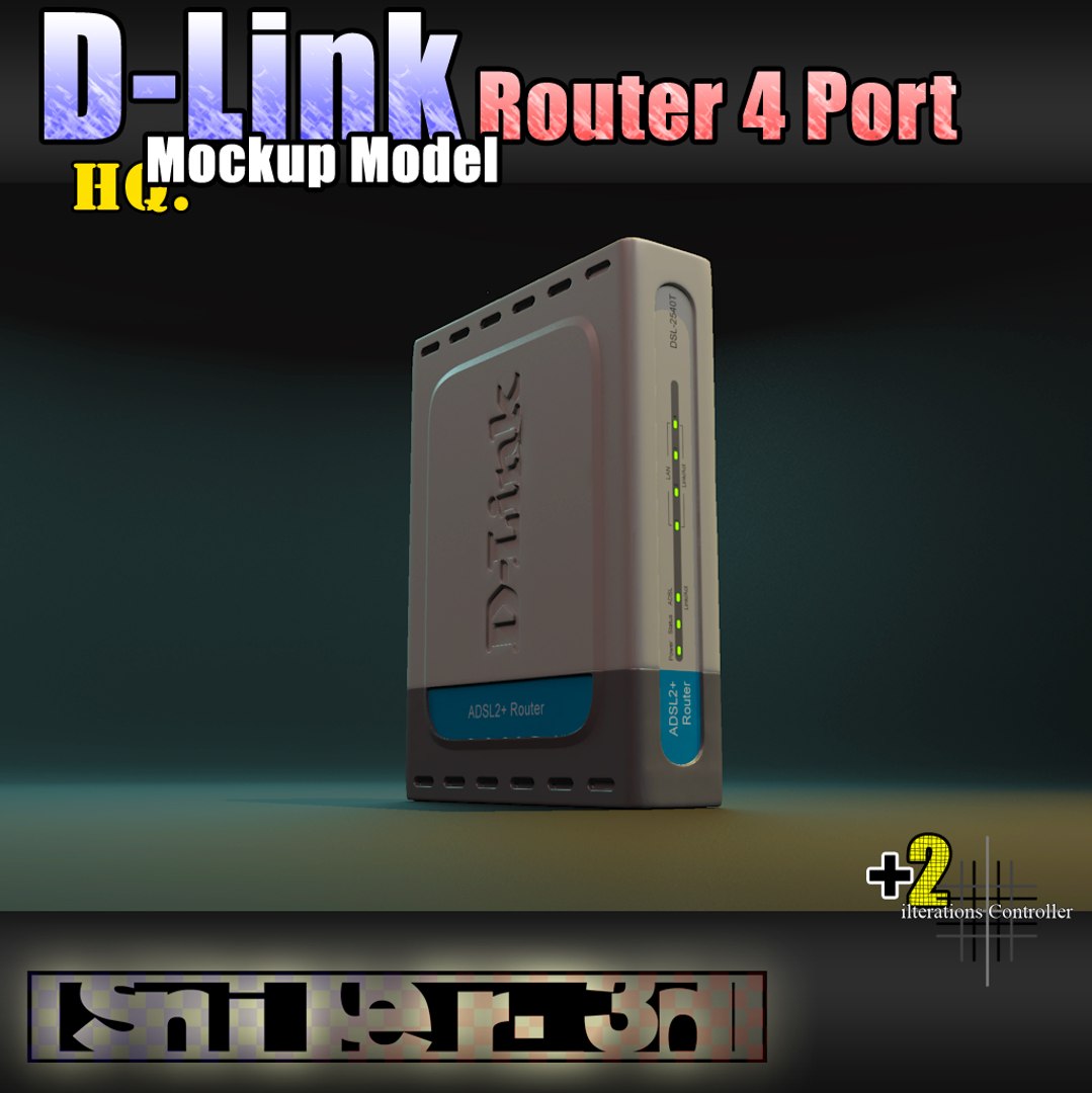 D-link Router 4 Port 3d Model