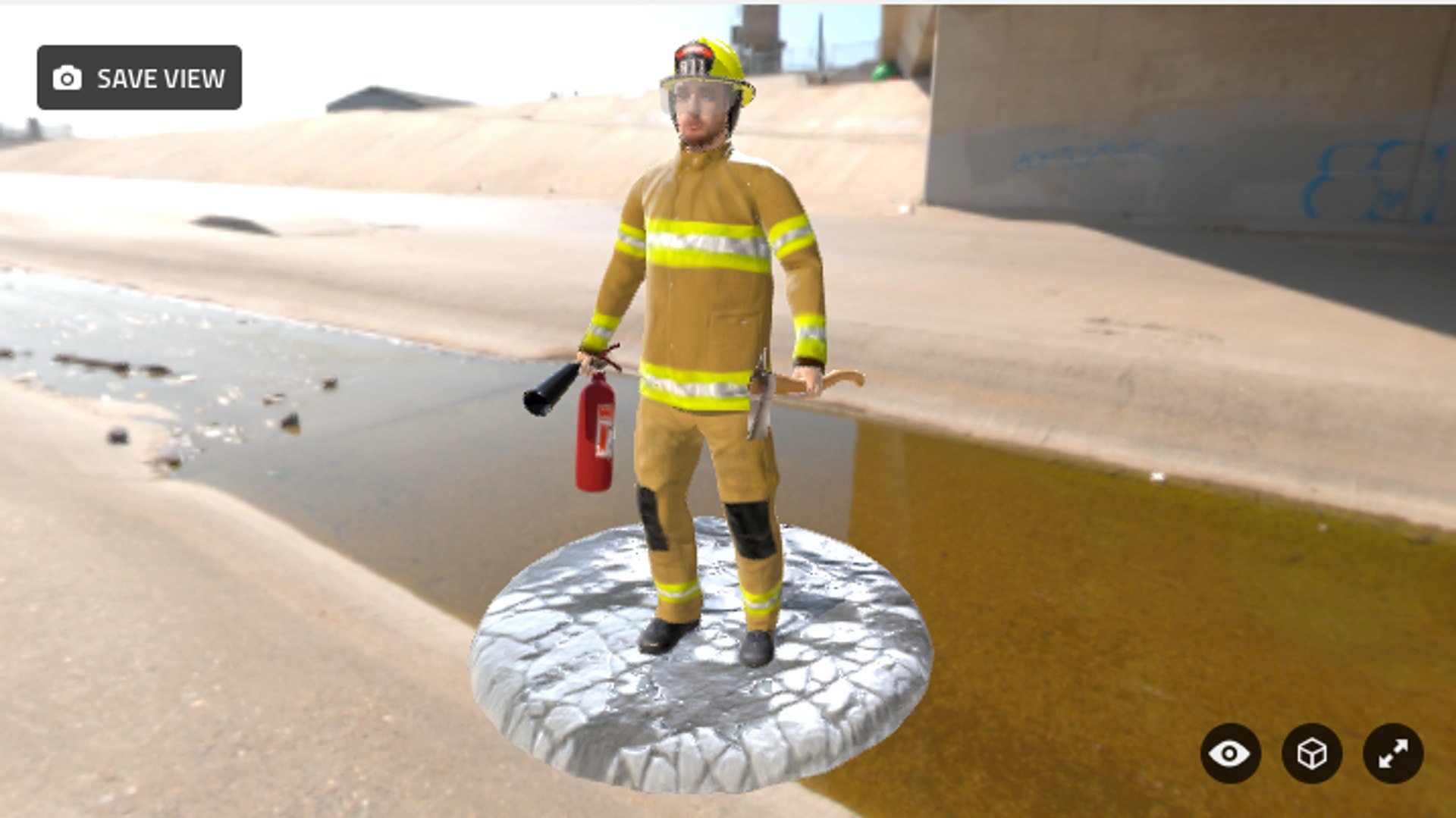 3d 3ds Rigged Firefighter