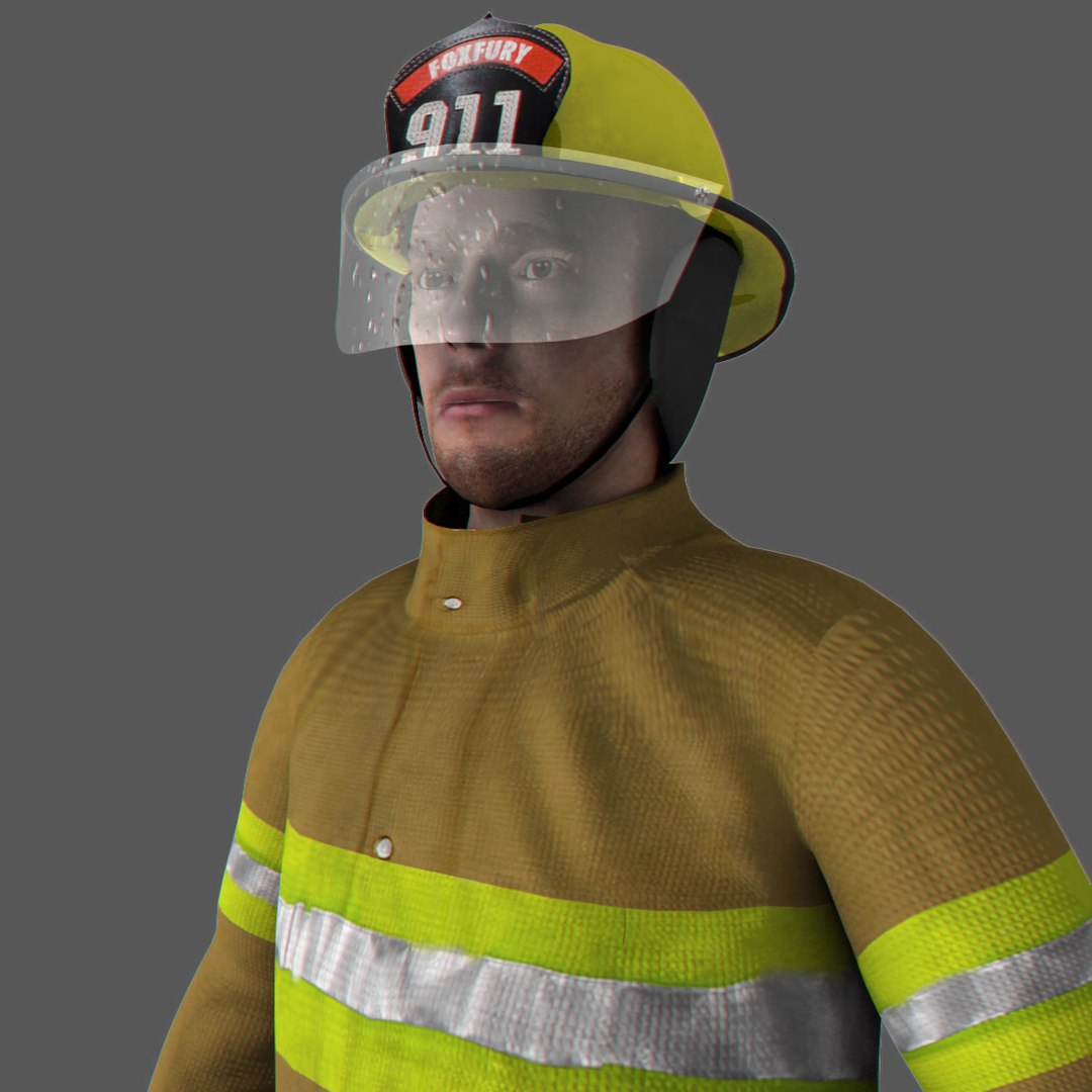 3d 3ds Rigged Firefighter
