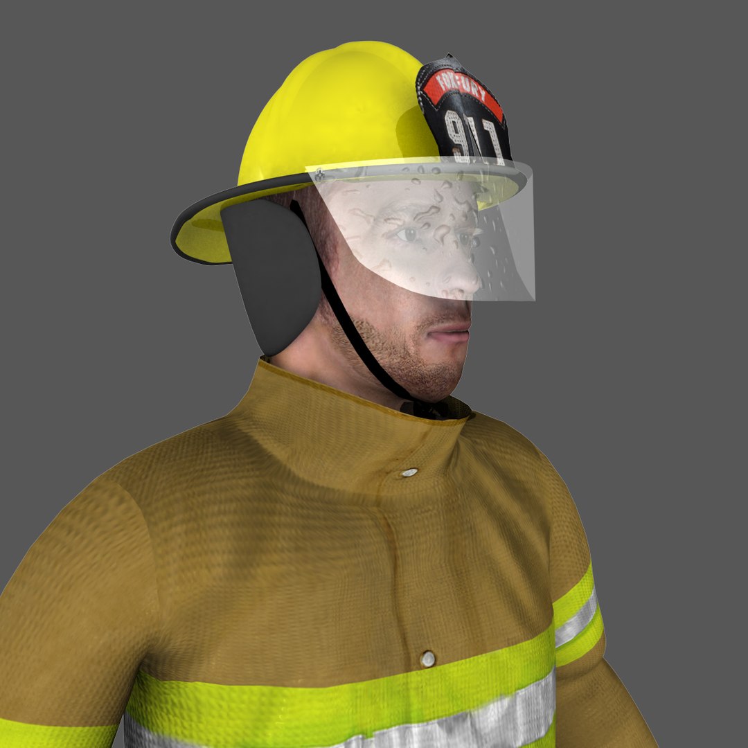 3d 3ds Rigged Firefighter