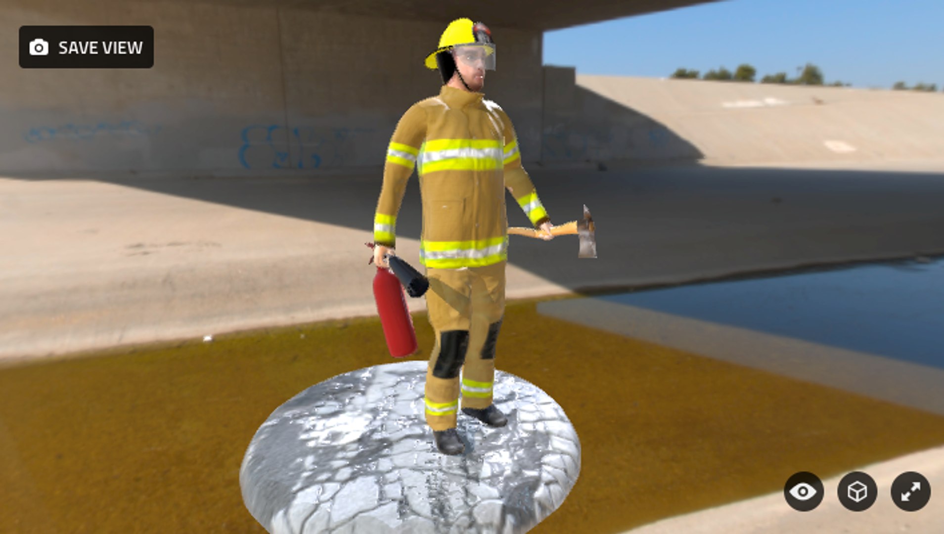 3d 3ds Rigged Firefighter