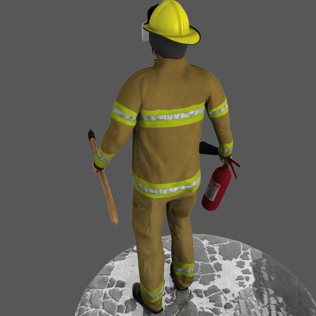 3d 3ds Rigged Firefighter