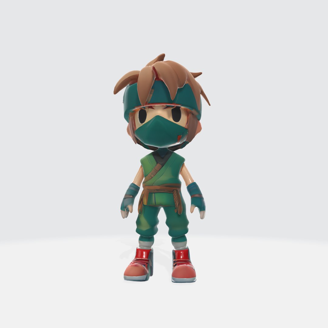 Chibi Ninja Warrior Cute Stealth Fighter With Mask Model - TurboSquid ...