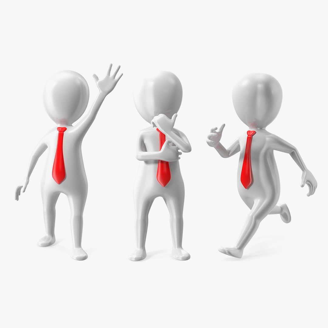 3D Stickman With Red Tie Collection - TurboSquid 2096316