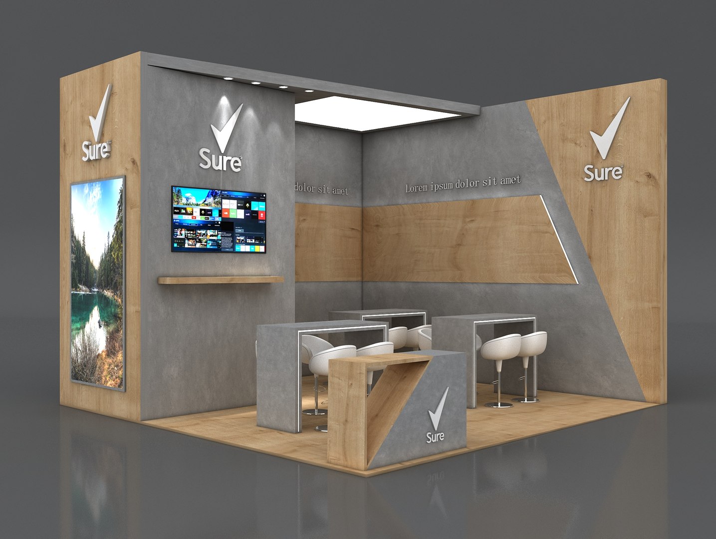 3D Booth Exhibition Stand Stall 6x6m Height 360 cm 2 Side Open model ...