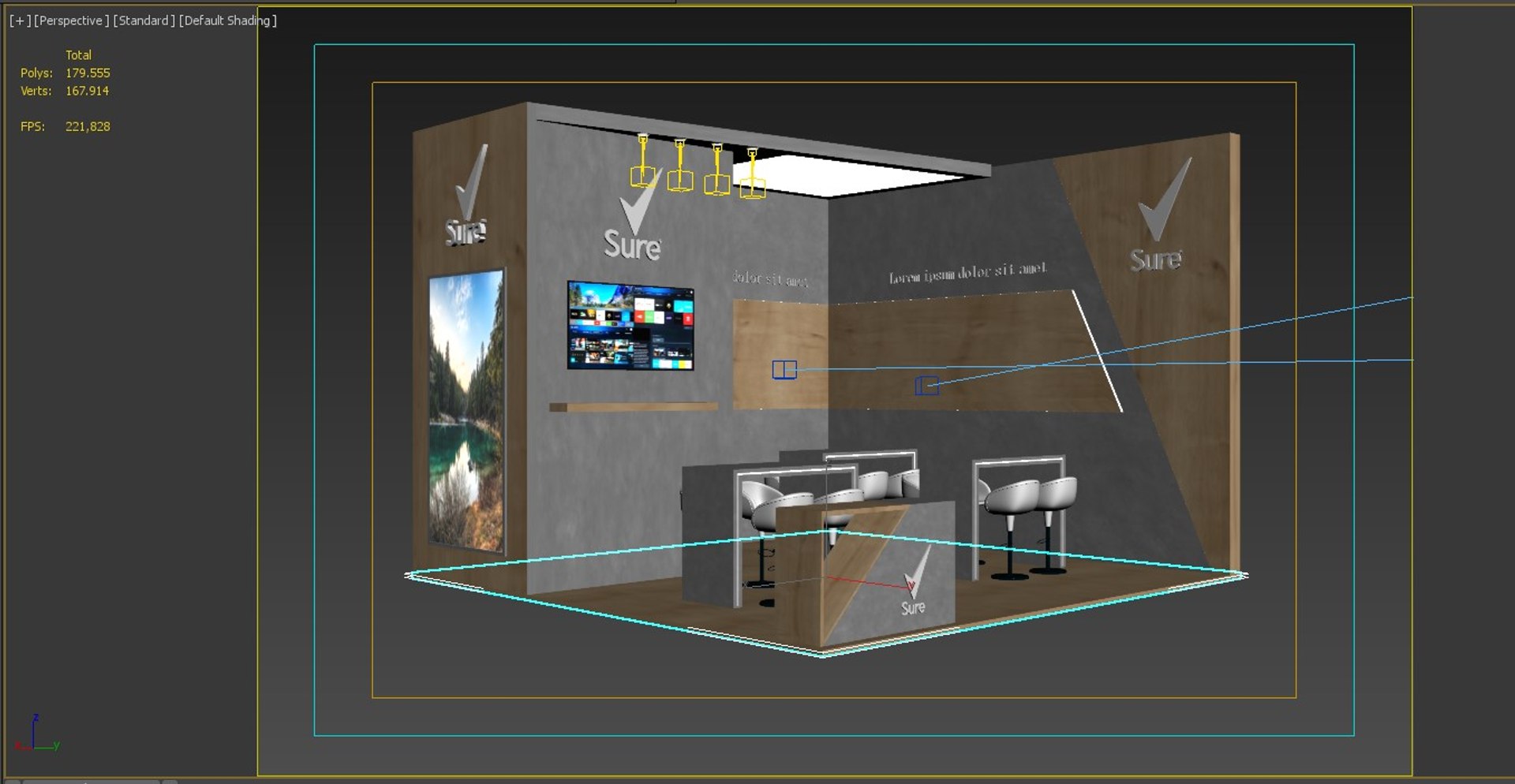 3D Booth Exhibition Stand Stall 6x6m Height 360 cm 2 Side Open model ...