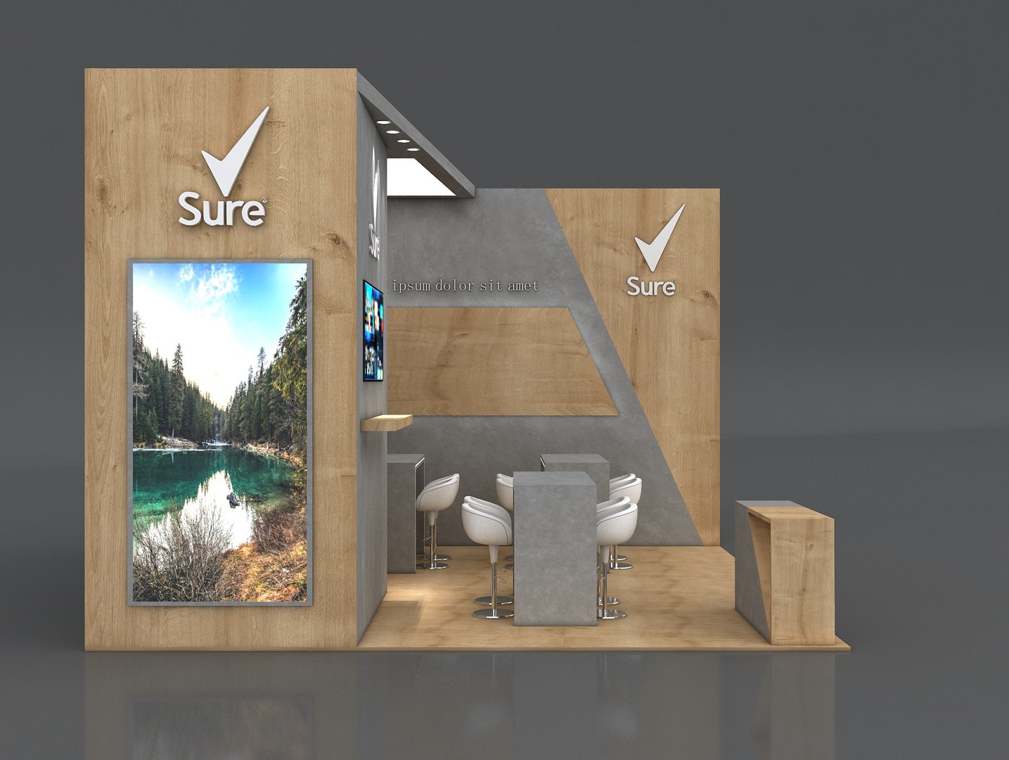 3D Booth Exhibition Stand Stall 6x6m Height 360 cm 2 Side Open model ...