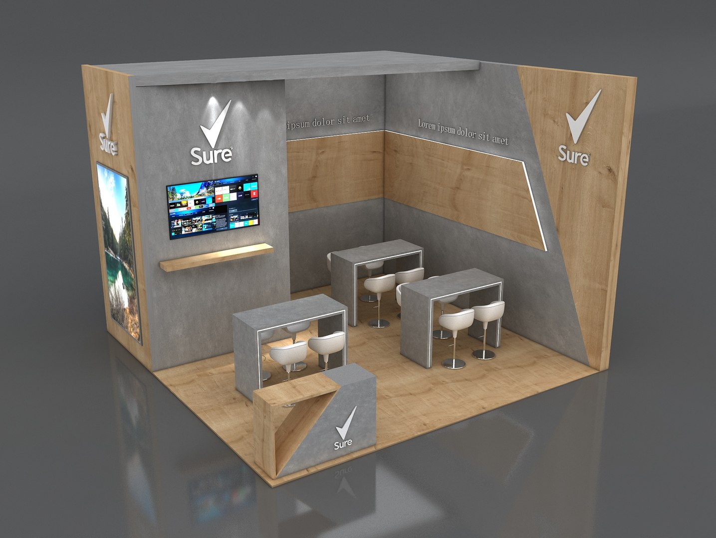 3D Booth Exhibition Stand Stall 6x6m Height 360 cm 2 Side Open model ...