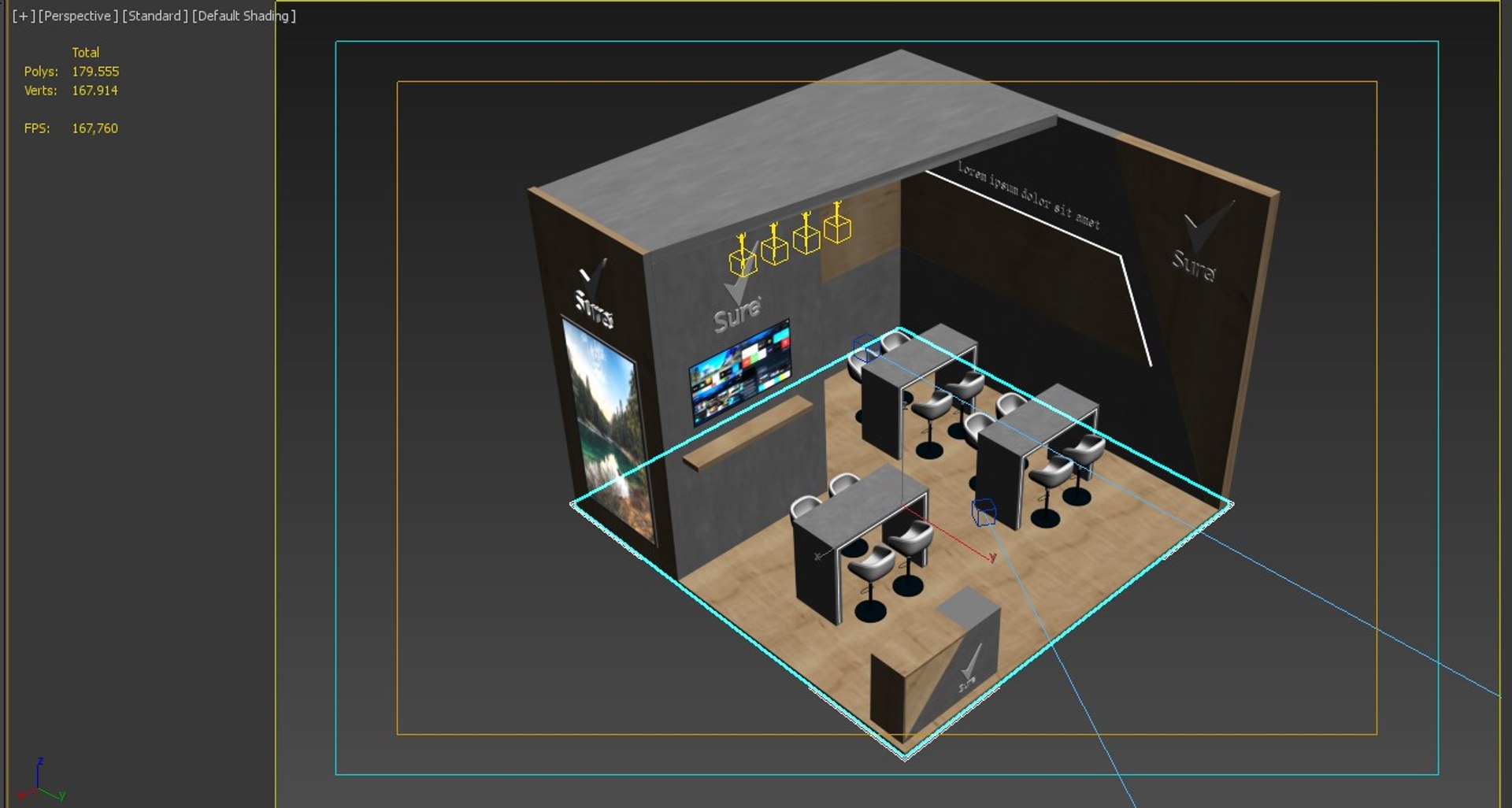 3D Booth Exhibition Stand Stall 6x6m Height 360 cm 2 Side Open model ...