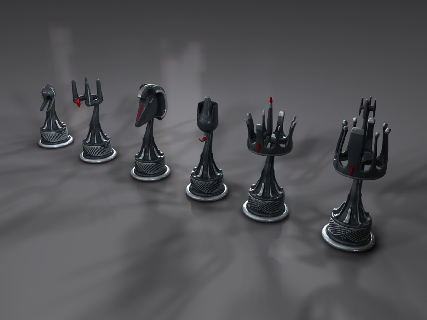 Elvish Chess Set 3d Model