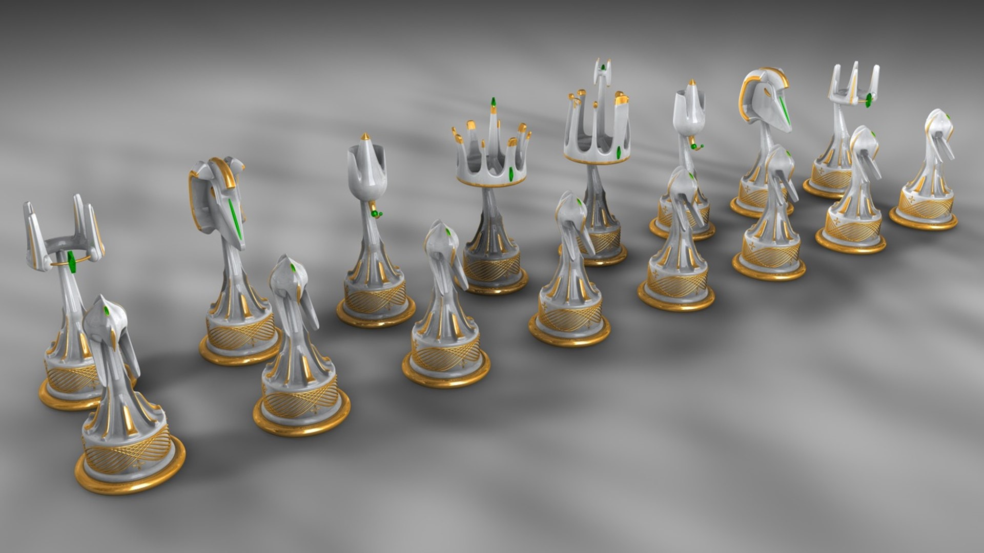 Elvish Chess Set 3d Model
