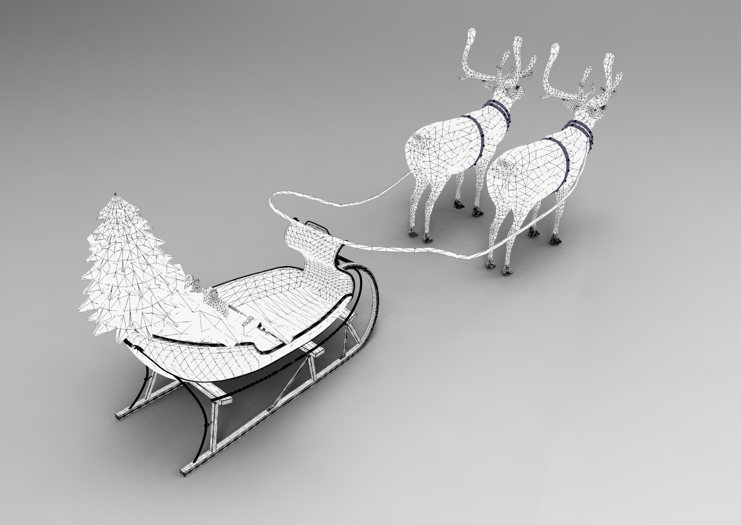 Santa Sleigh 3d Model