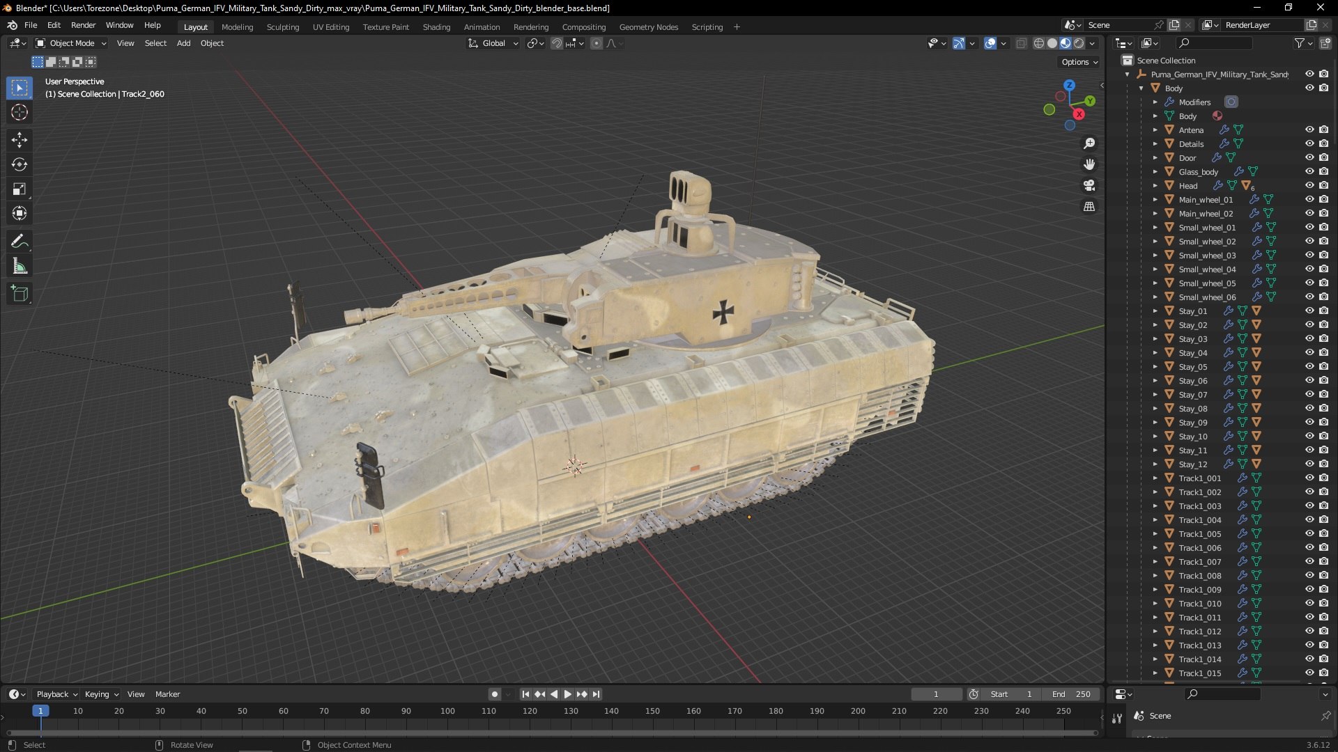 Puma German IFV Military Tank Sandy Dirty 3D Model - TurboSquid 2290820