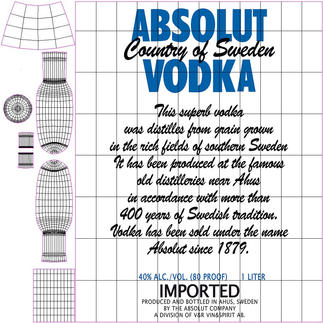 Absolut Vodka Bottle Model - TurboSquid 1266436