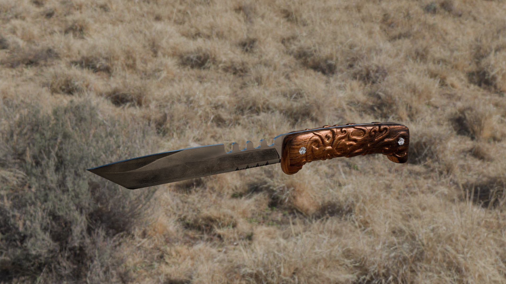 Knife Wooden Carved Handle 3D Model - TurboSquid 2198990