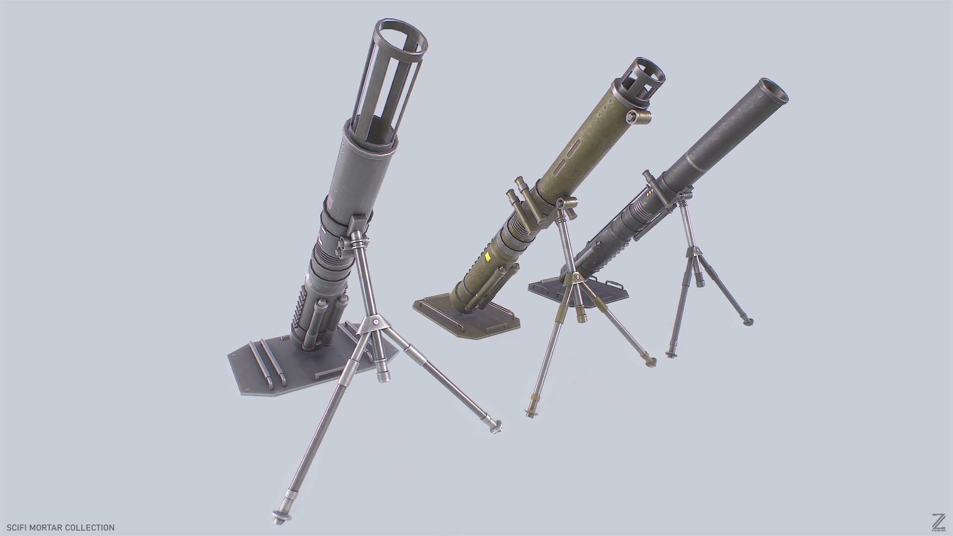 modelo 3d Colección de morteros de ciencia ficción. - TurboSquid 2230848