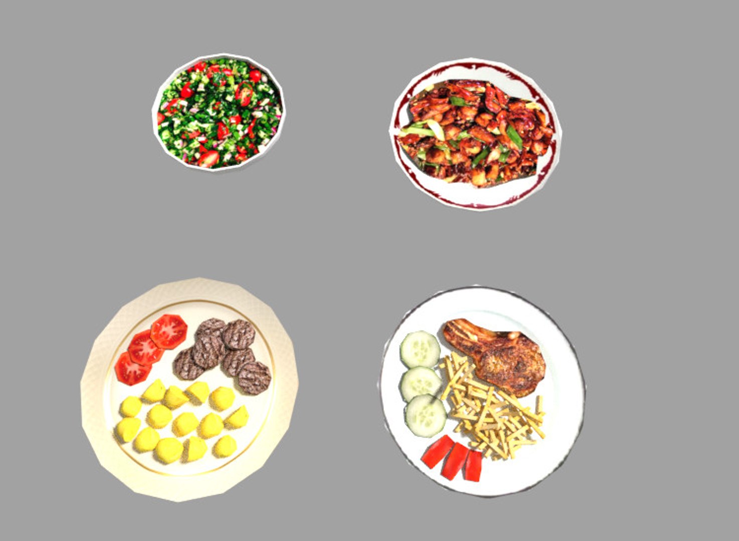 3d Pack 4 Meals Model