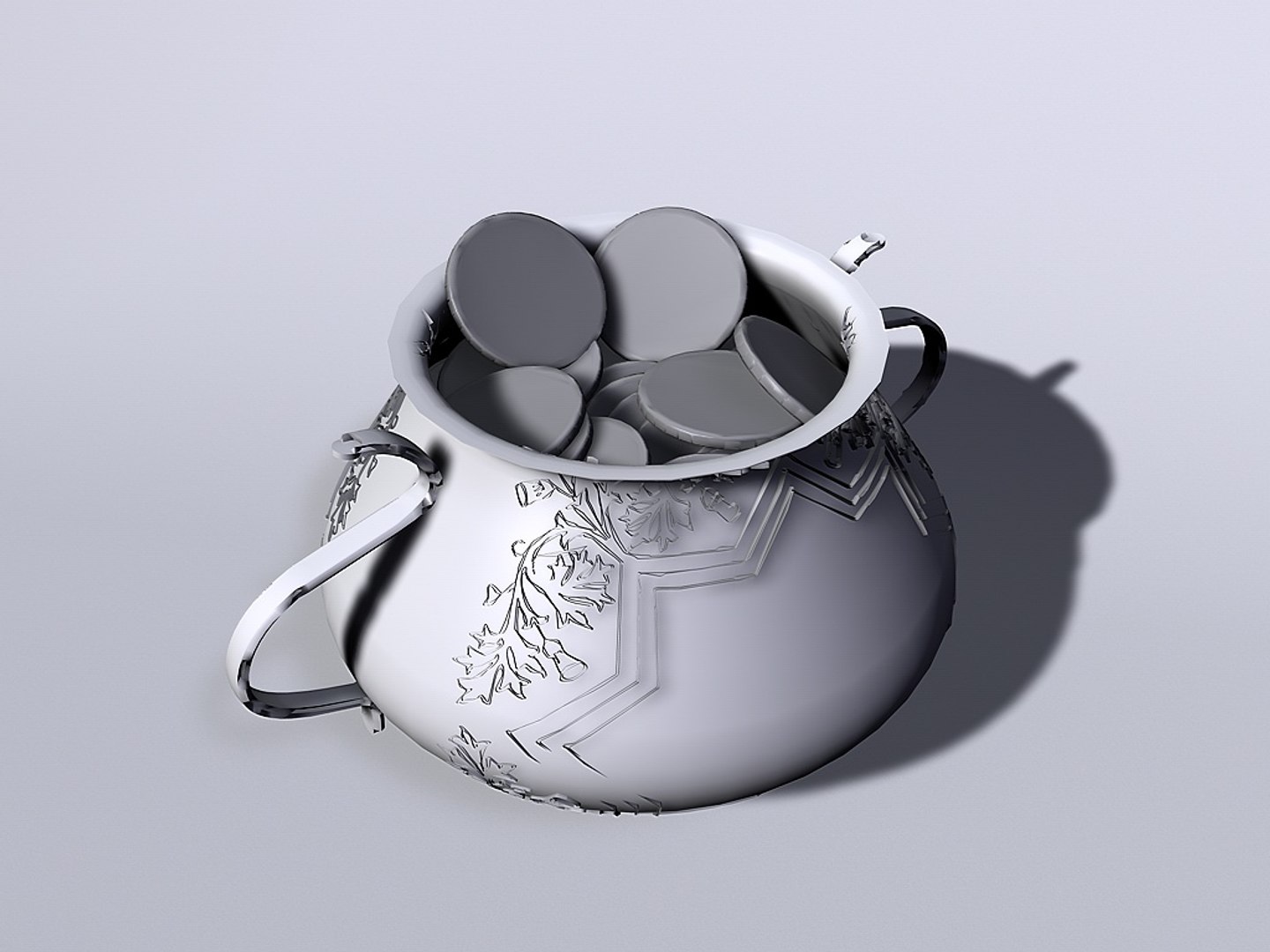 3d Pot Gold Coins Model