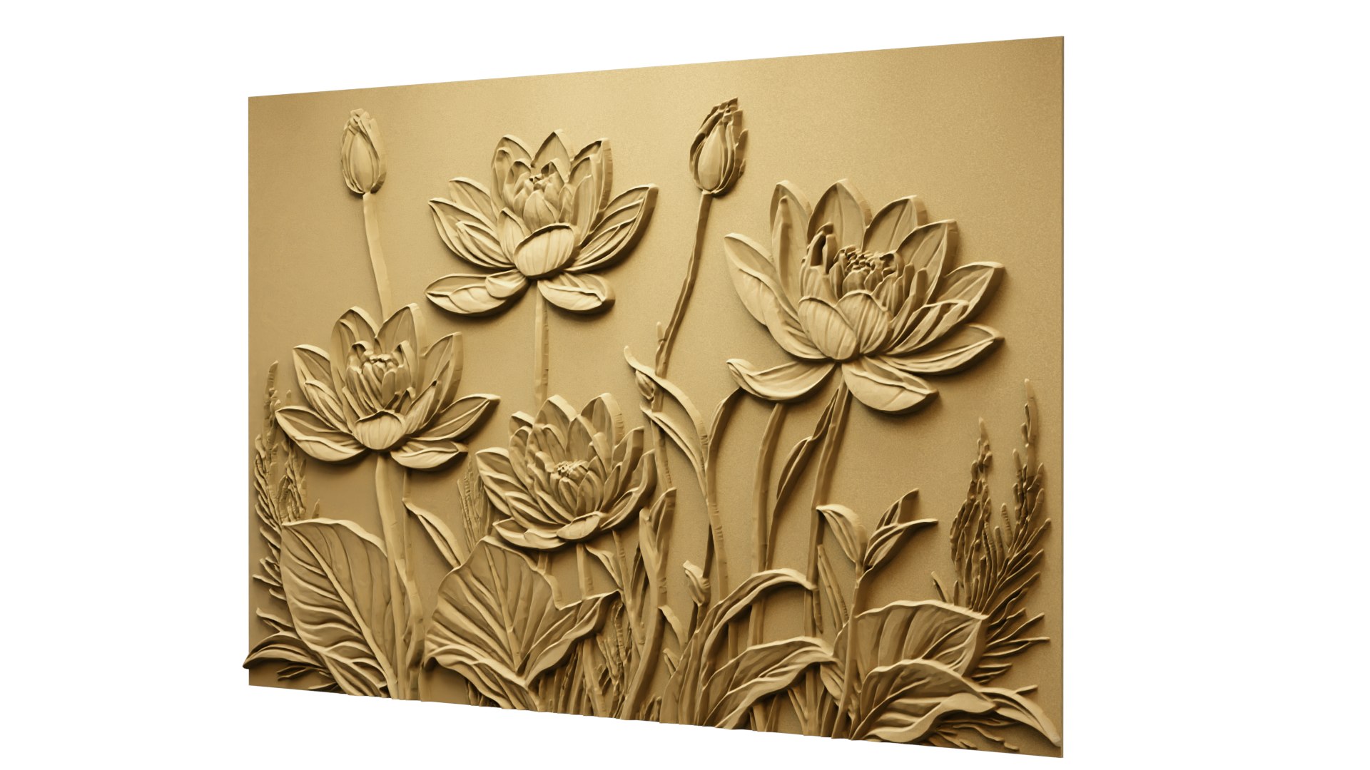 Lotus Flowers Wall Art Set Relief STL Panel Carving CNC 260 3D Model ...