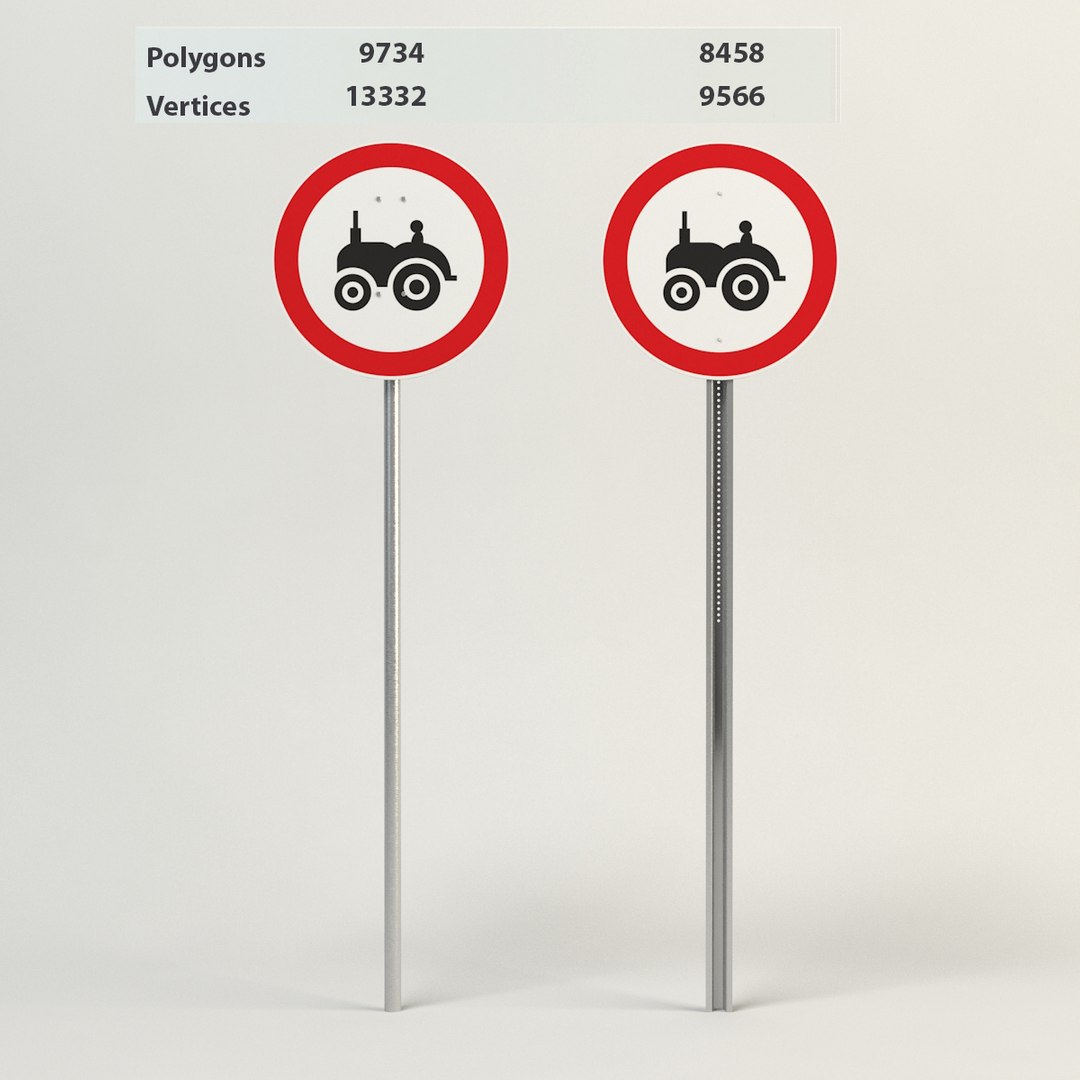 tractor road sign 3d obj