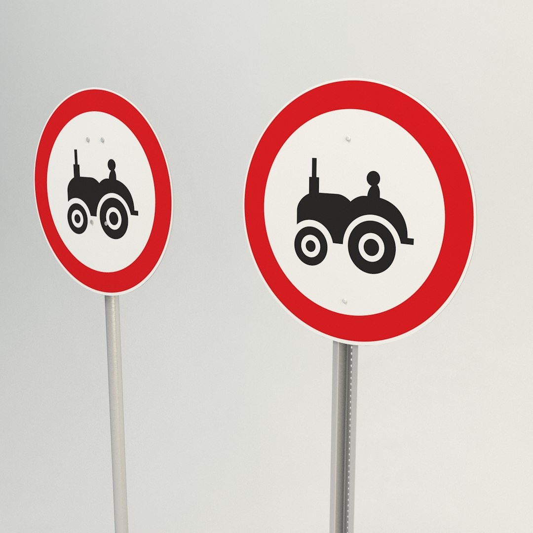 tractor road sign 3d obj