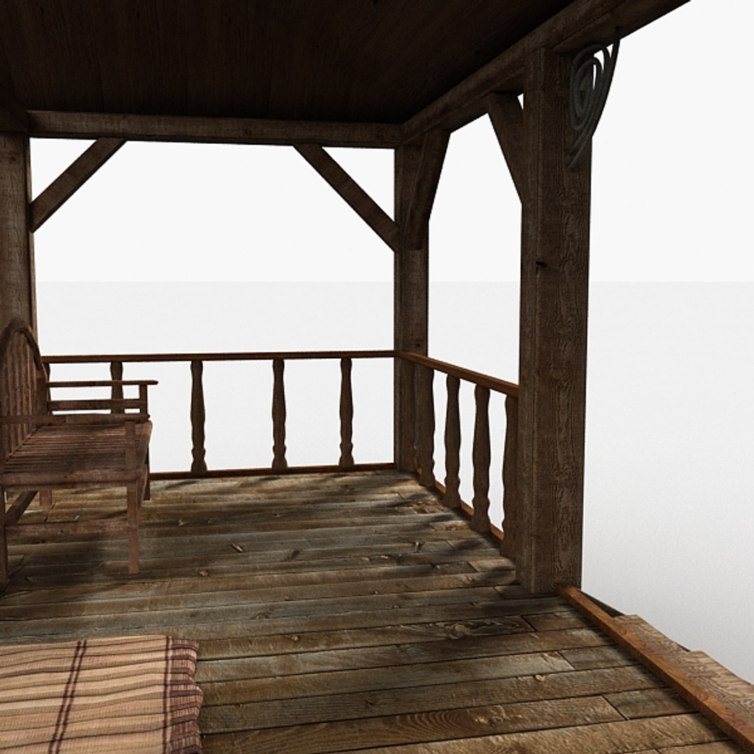 3d veranda wood wooden