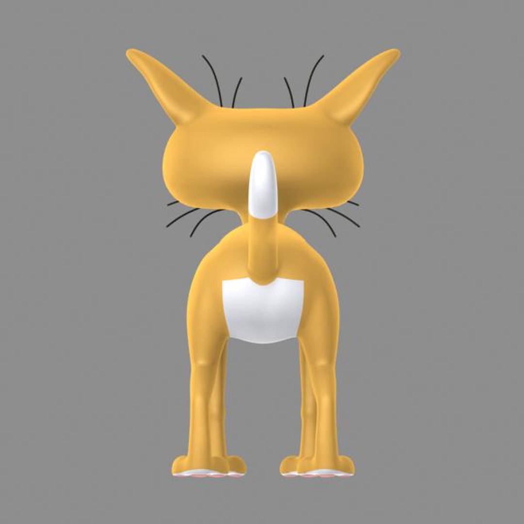 Simple Cartoon Cat 3d Model