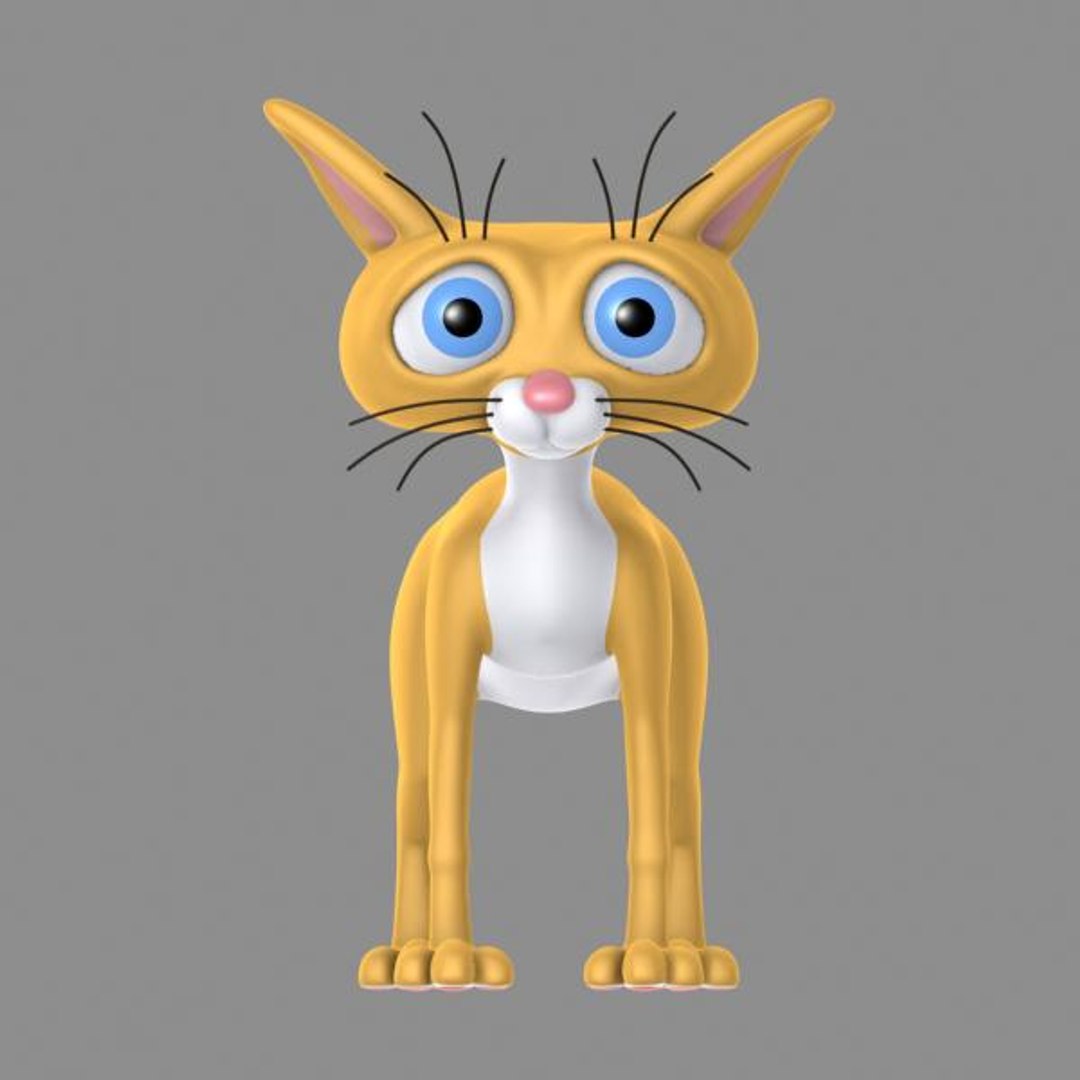 Simple Cartoon Cat 3d Model