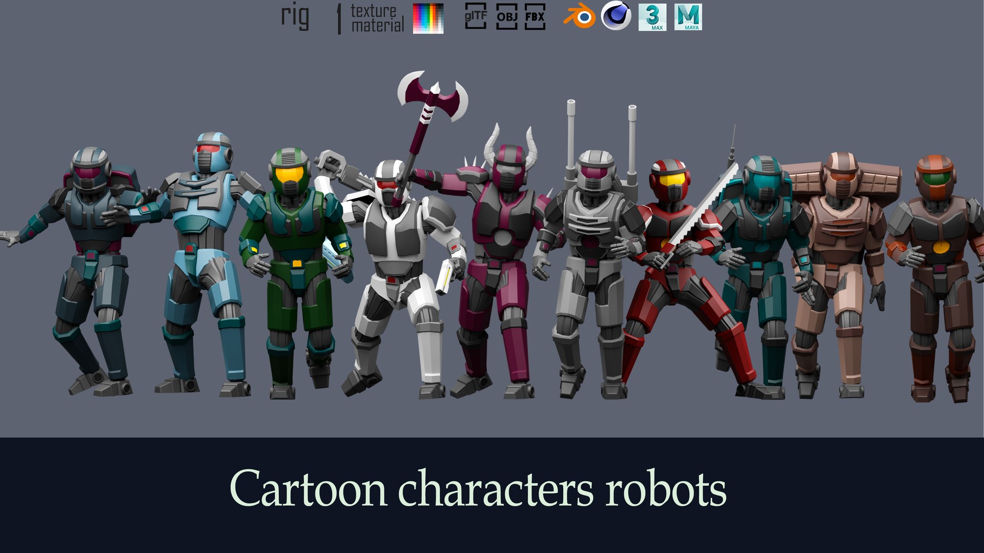 3D Cartoon Characters Robots - TurboSquid 2014358