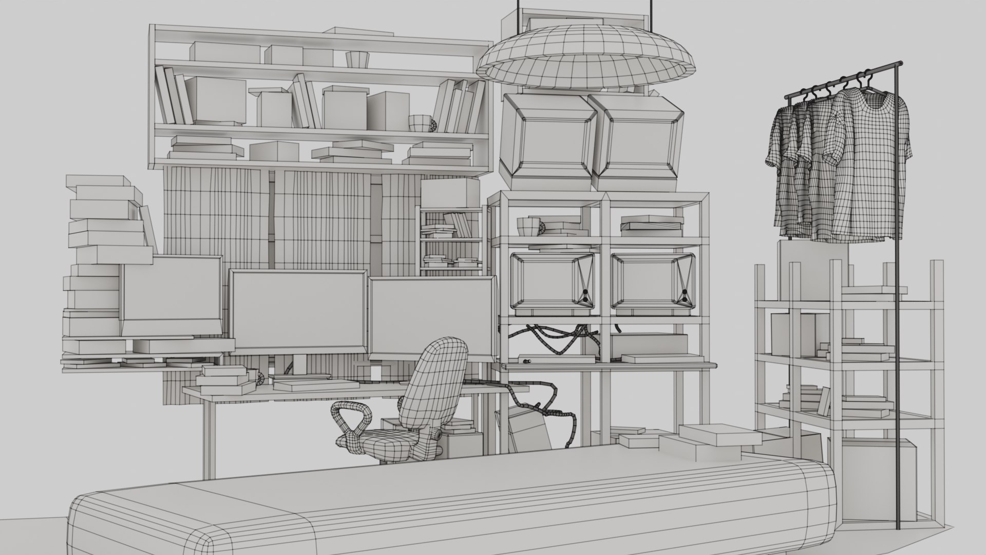 Stylised Hacker Computer Bedroom UE5 Model - TurboSquid 2209039