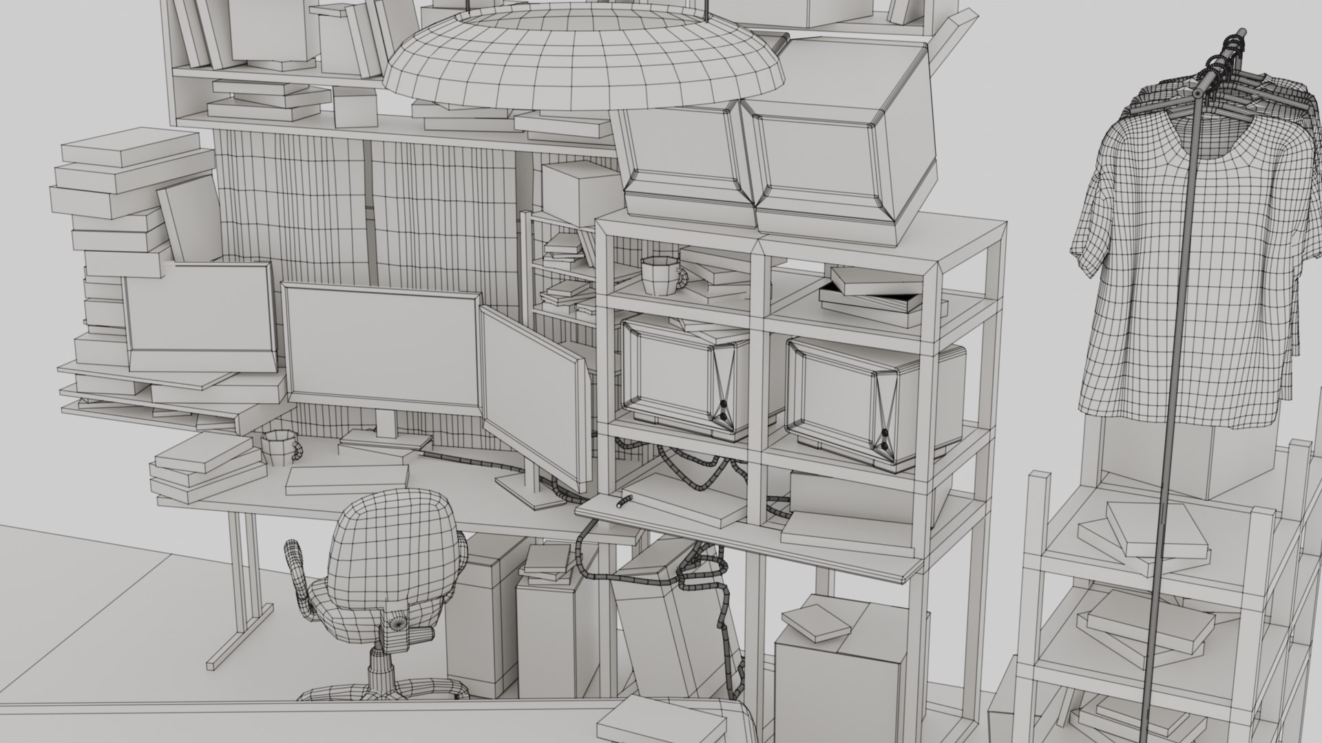 Stylised Hacker Computer Bedroom UE5 Model - TurboSquid 2209039