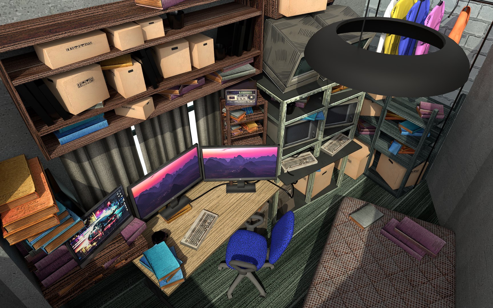 Stylised Hacker Computer Bedroom UE5 Model - TurboSquid 2209039