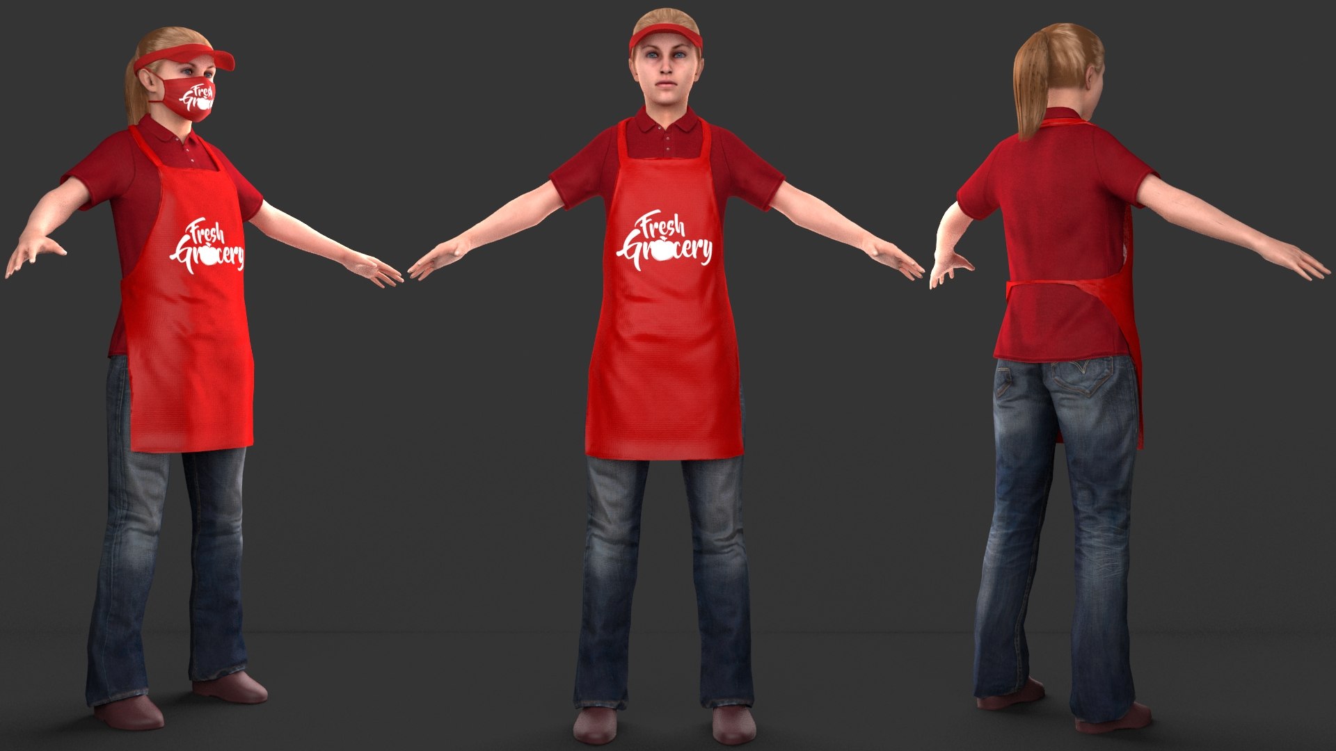 Grocery Workers Female 3D Model - TurboSquid 1807241