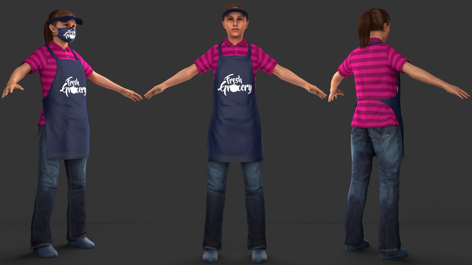 Grocery Workers Female 3D Model - TurboSquid 1807241
