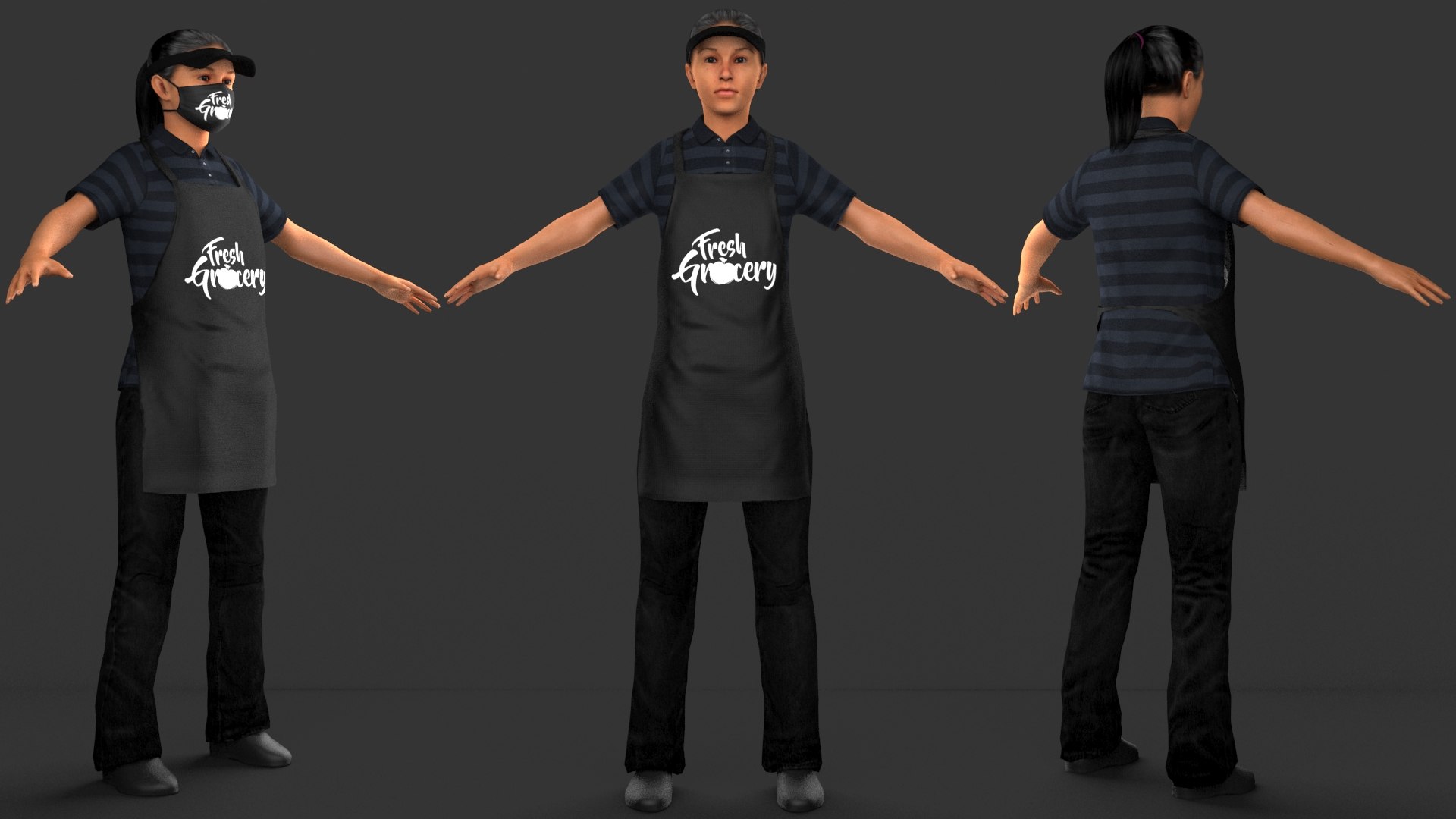 Grocery Workers Female 3D Model - TurboSquid 1807241
